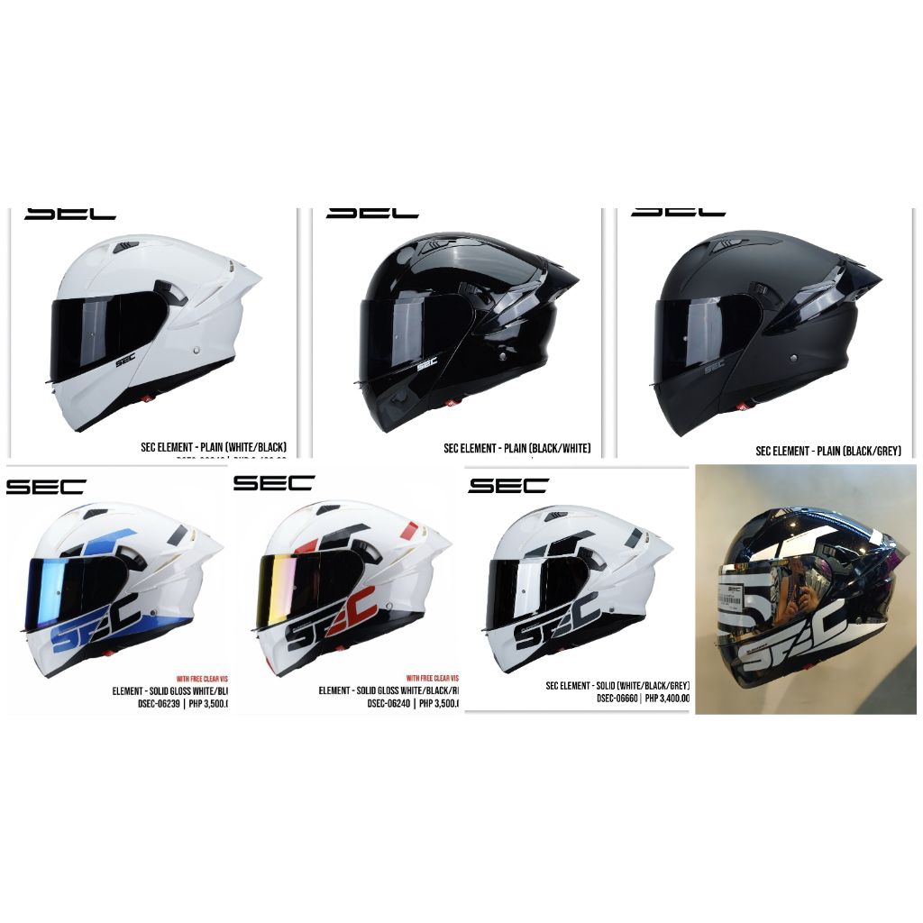 SEC ELEMENT MODULAR DUAL VISOR HELMET | Shopee Philippines