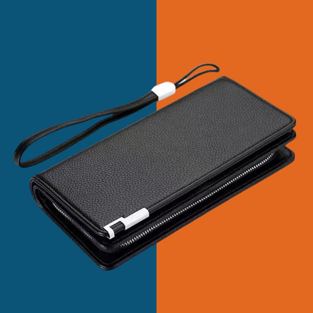 Men's RFID Blocking Long Leather Wallet – Slim Smart Card Holder with ...