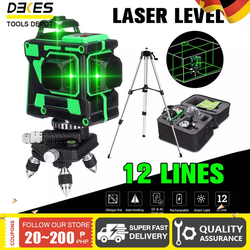 [Tripod included] 5/12 3D laser level self-leveling 360°LED display ...