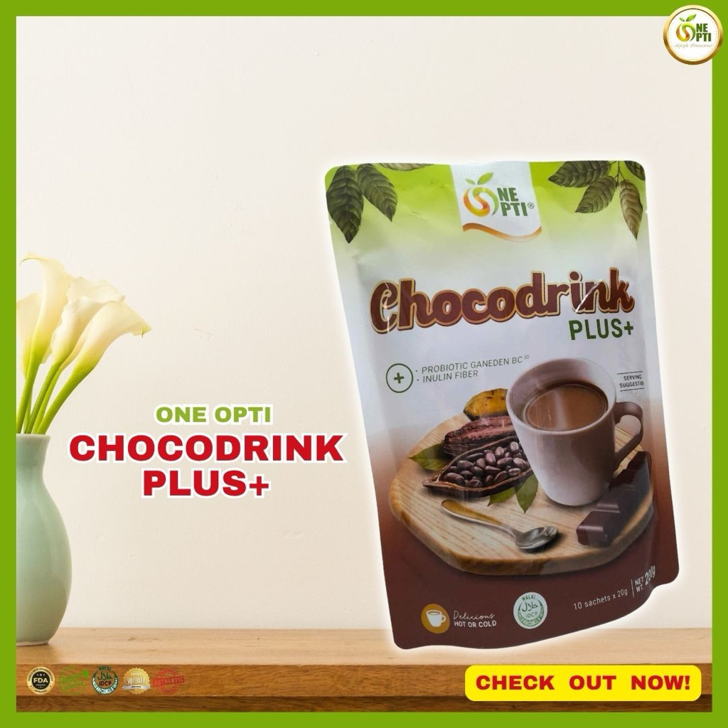 One Opti Choco Drink Plus with Probiotic & InuLin Fiber 10 sachets x ...