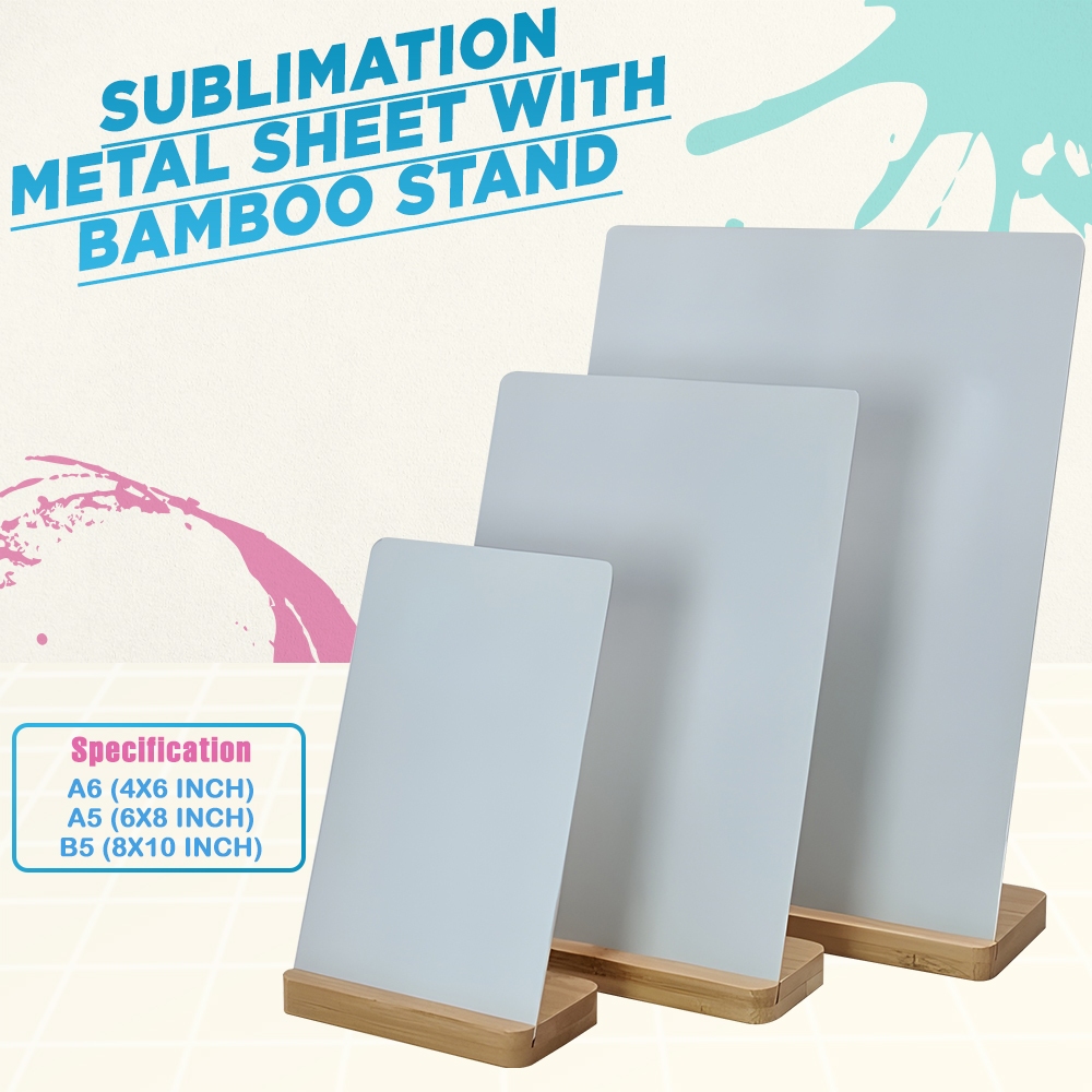Sublimation Printable Metal Sheet w/ Bamboo Frame A6/A5/B5 Customizable ...