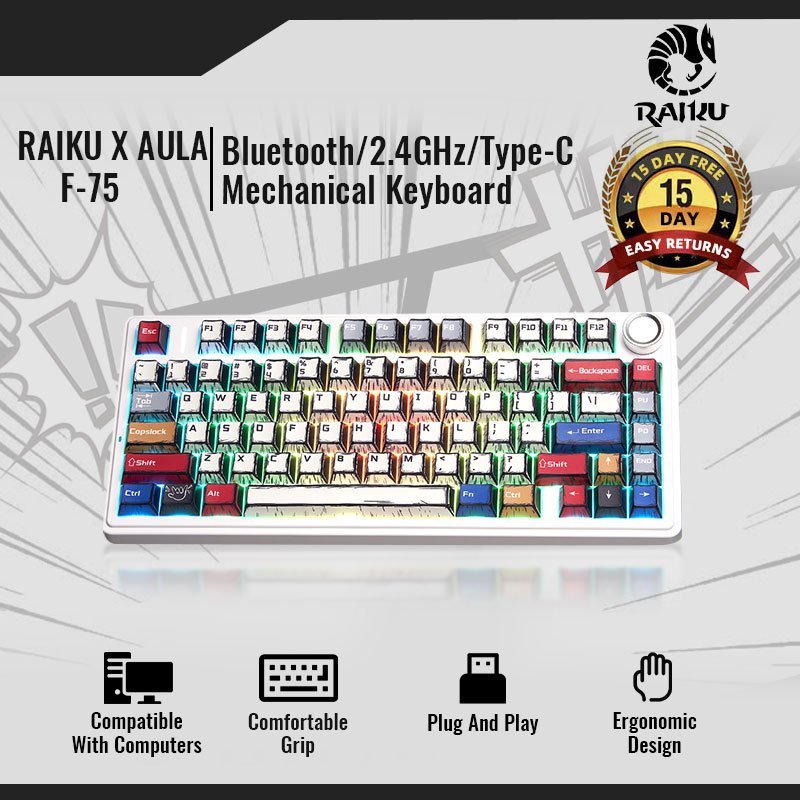 Raiku x Aula F75 Mechanical Keyboard Tri-Mode Bluetooth/2.4GHz/Type ...