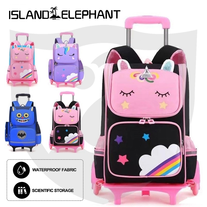 ISLAND ELEPHANT Trolley Bag For Kids Girls Six Wheeled Handcart ...