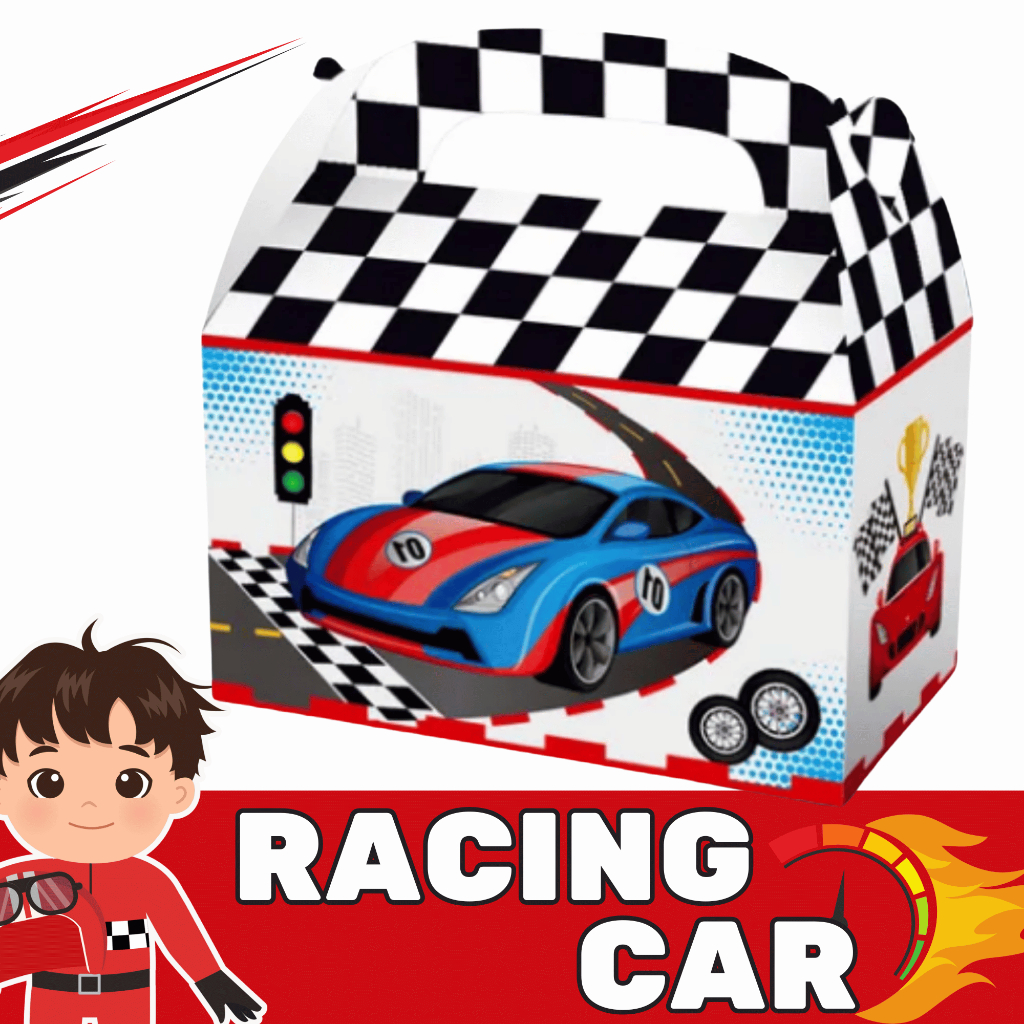 Racing Car Theme Checkered Treat Loot Bags Candy Box Giveaway Party ...