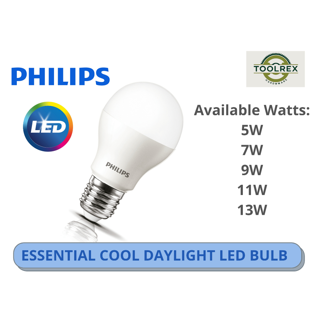 PHILLIPS ESSENTIAL COOL DAYLIGHT LED BULB (5W-13W) | Shopee Philippines