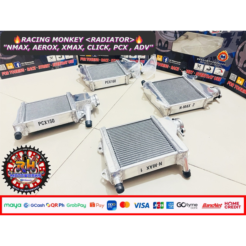RADIATOR (RACING MONKEY) NMAX V1, NMAX V2/ AEROX V2, CLICK 125/150/160 ...