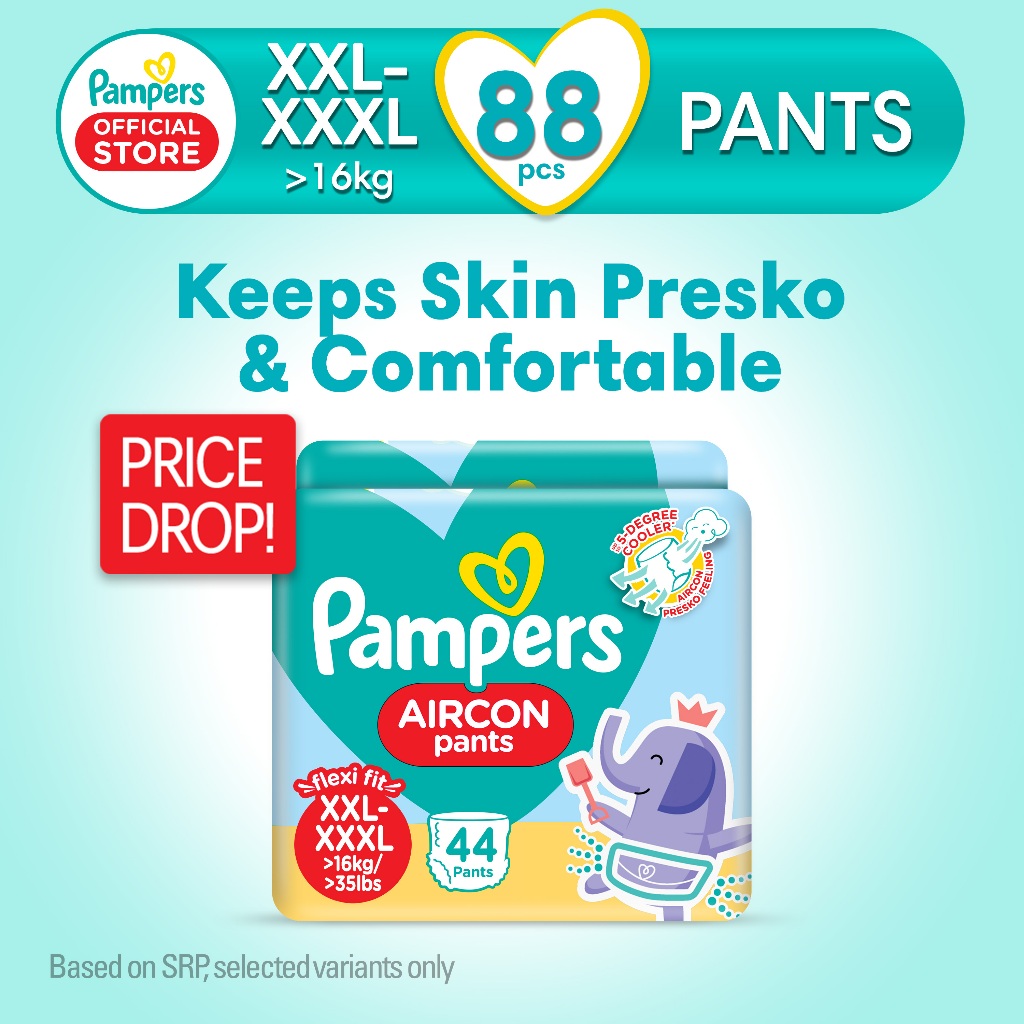 Pampers Aircon Pants Diapers XXL 44s x 2 packs (88 pcs) | Shopee Philippines
