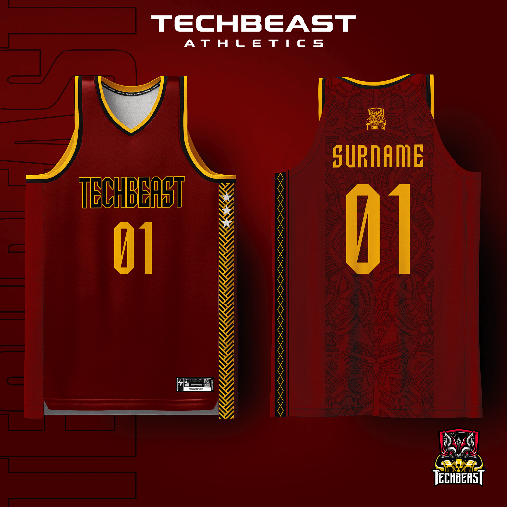 General Red Full Sublimation Basketball Jersey Techbeast ( CUSTOM NAME + NUMBER ) | Shopee ...