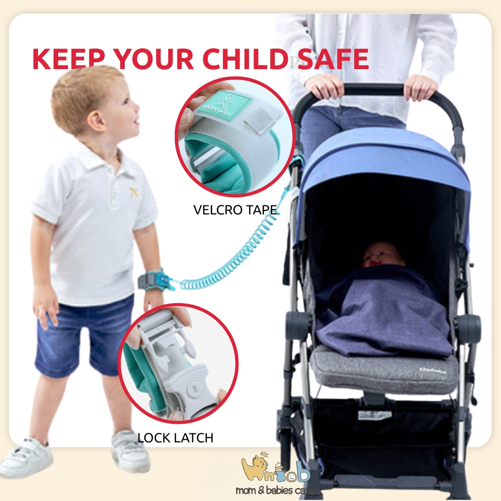 Hntob Baby Anti-Lost Walker 1.5m Wrist Key Lock Safety Harness Bracelet ...