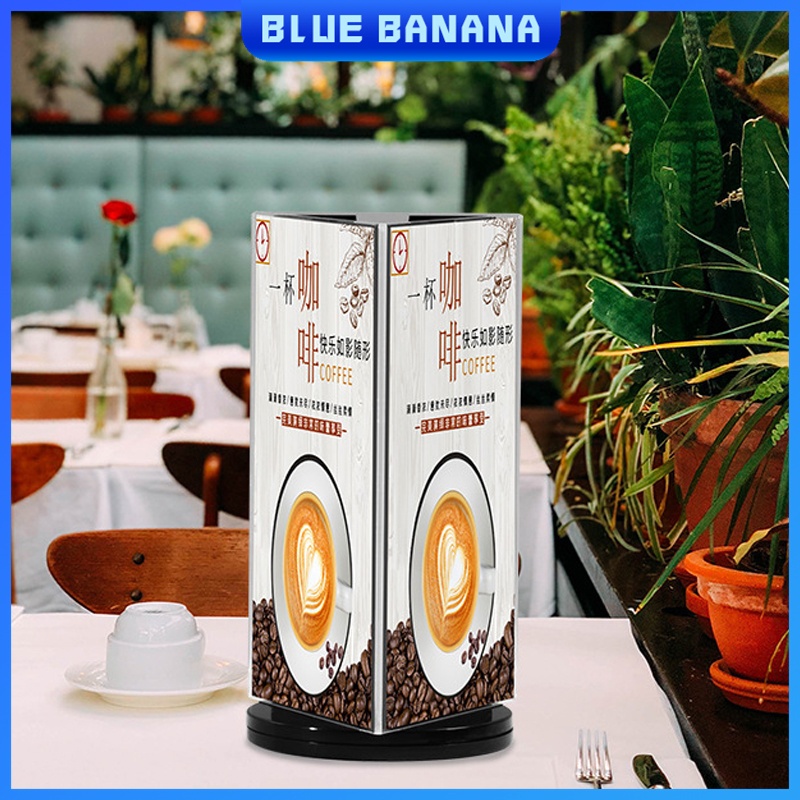 360 Degree Rotating Menu Price Display Holder 3-Sided Rotatable Desktop ...