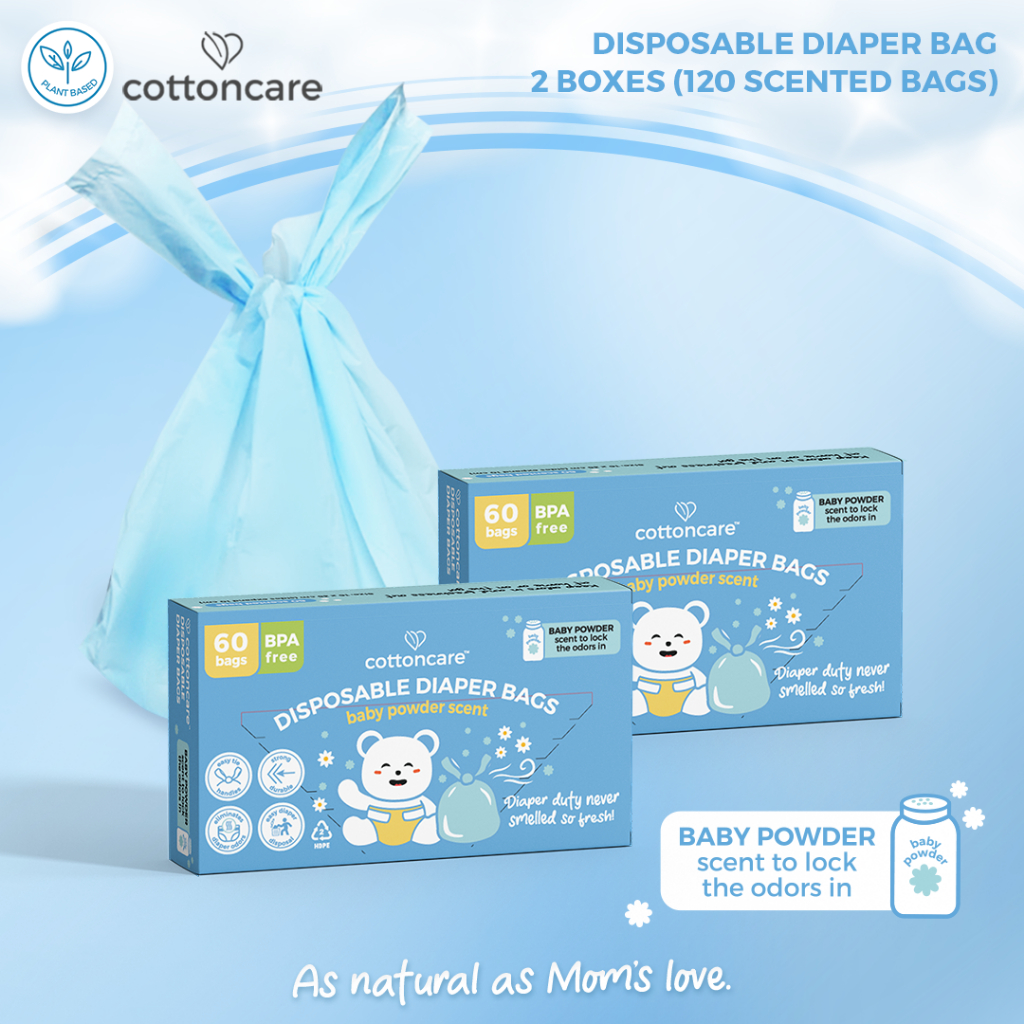 Cottoncare™ (120 pcs) Disposable Diaper Bags Baby Powder Scented Infant ...