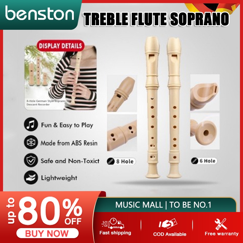 Benston 6 Holes 8 Hole Flute Recorder Fingering Soprano (Ivory-Look ...