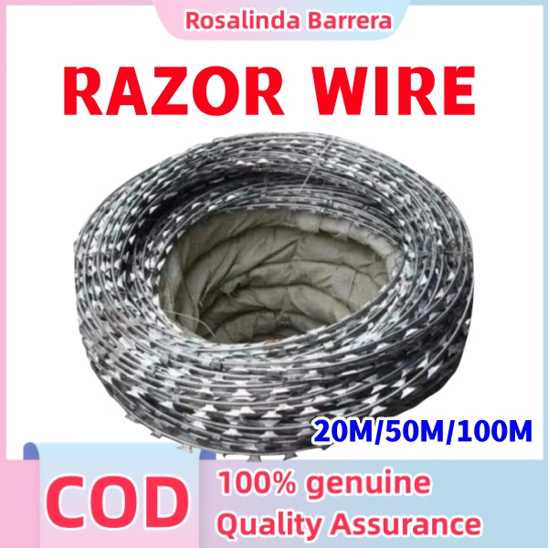 Barbed Razor Wire Roll 20 Meters 32ft Combat Military Wire Spiral Blade ...