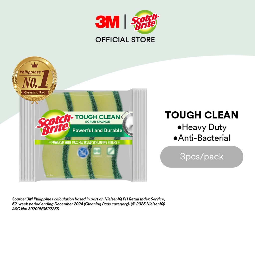 3M™ Scotch-Brite® Tough Clean Antibacterial Scrub Sponges 3pcs/VP ...
