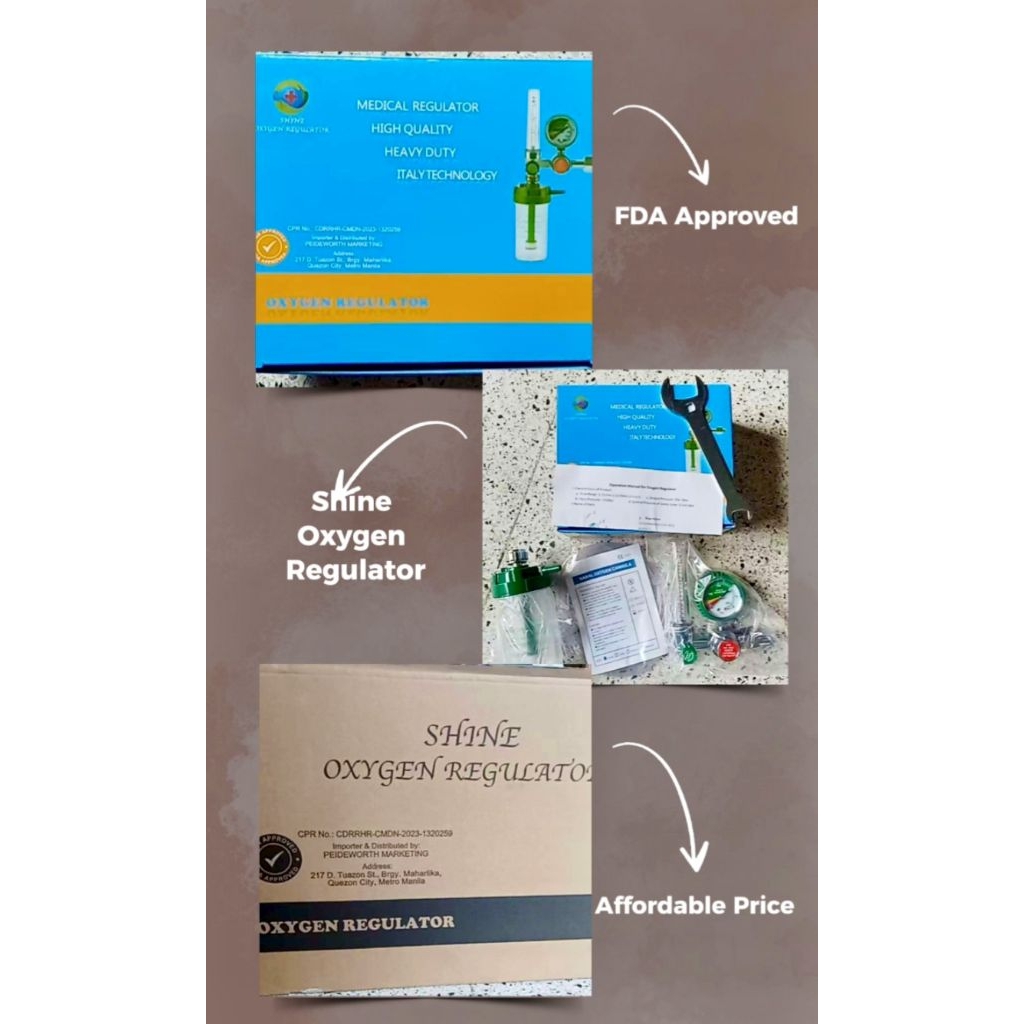 SHINE Medical Oxygen Regulator Set with Free Cannula and Wrench ...