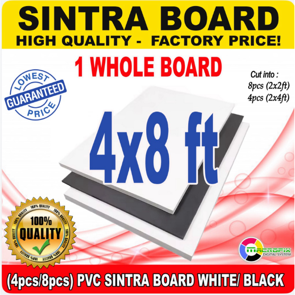 SINTRA BOARD PVC WHITE /BLACK WHOLE BOARD (Cut into 4pcs or 8pcs ...