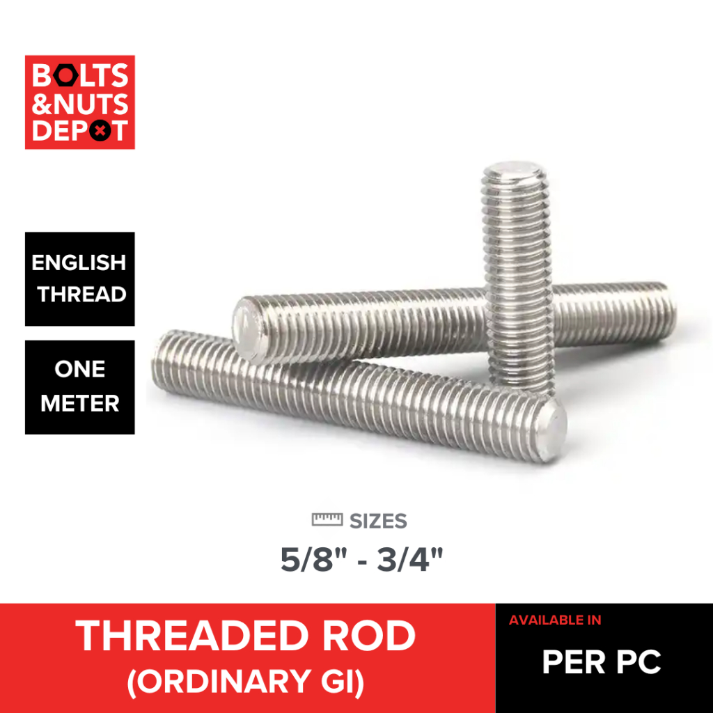 FULLY THREADED ROD ORDINARY GI 5/8" & 3/4" - SOLD PER METER | Shopee ...