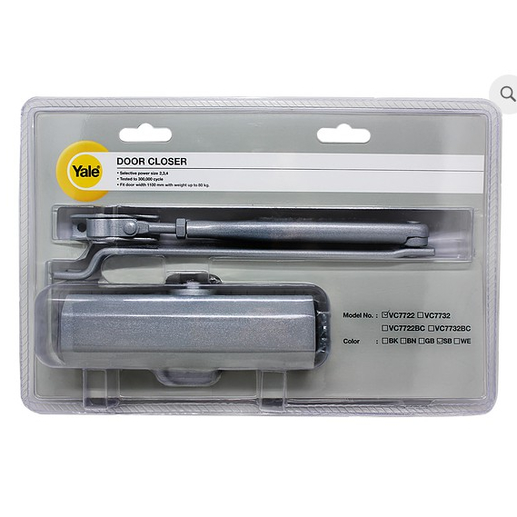 Yale Surface Mounted Door Closer VC-7722-SB (UP TO 80KG) | Shopee ...