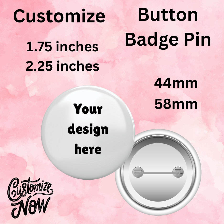 Customize Badge Button Pin 1.75" 44mm 2.25" 58mm Glossy Rainbow Glitter ...