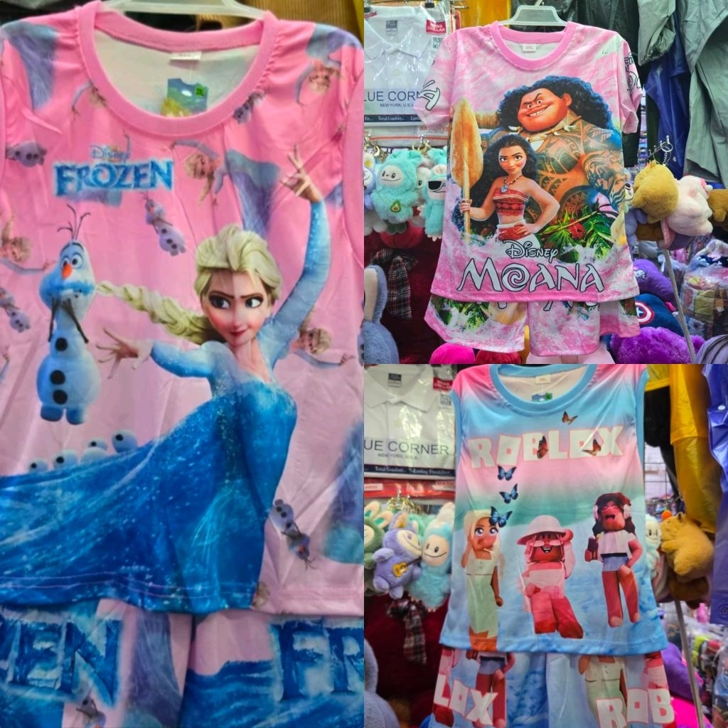 6-12Y Disney Princess Character Terno Sando and Short for Kids Moana Frozen Elsa Roblox | Shopee ...