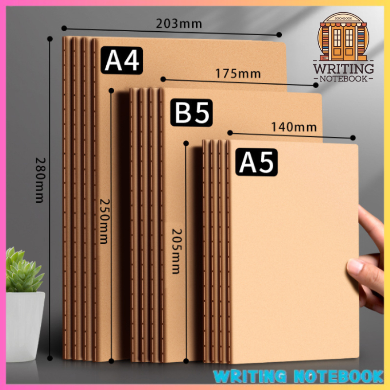 10pcs A5 B5 A4 Line Page Kraft Cover notebook thickened retro college ...