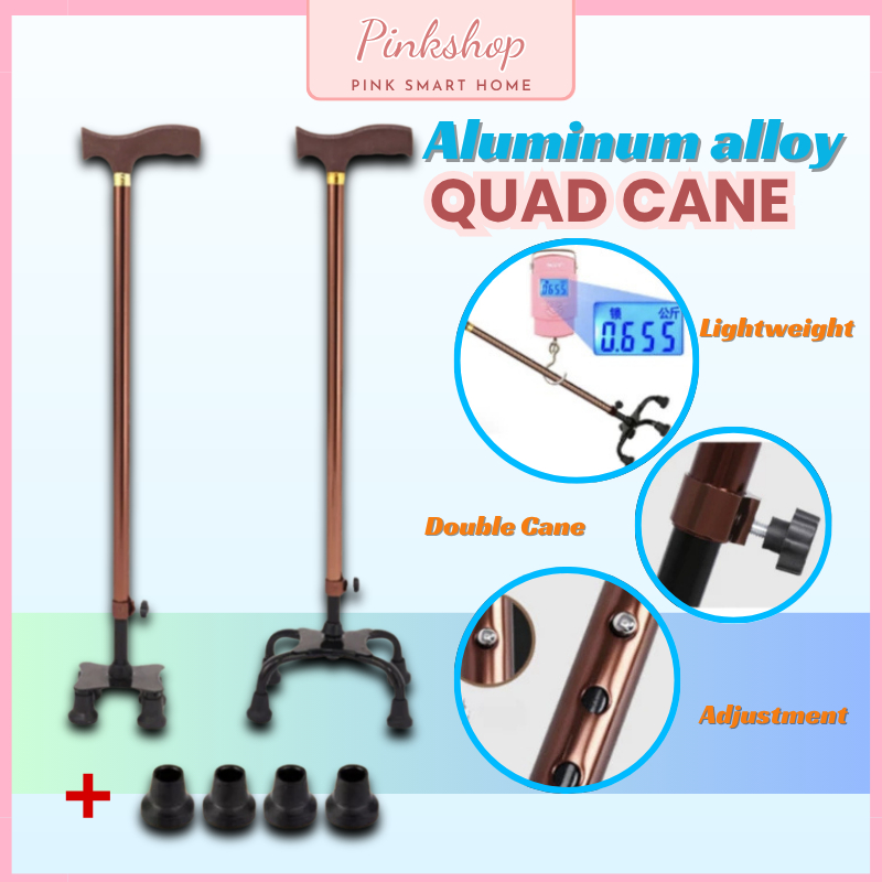 Aluminum Adjustable Quad Cane Lightweight Tungkod For Elderly Stick 4 ...