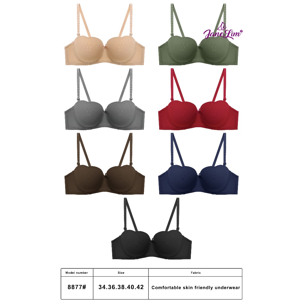 Janelim Half cup Push up Strapless Bra with underwire Cup B/C 8877 34 ...