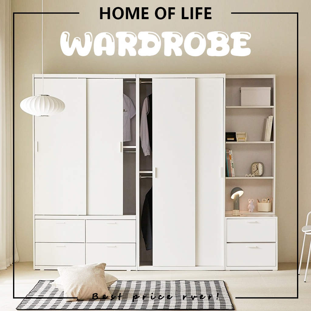 Wooden Wardrobe Cabinet 70/80CM Push Sliding Door Wardrobe Organizer ...