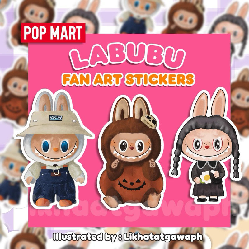 Popmart labubu fan art waterproof stickers 3 pcs set | Shopee Philippines