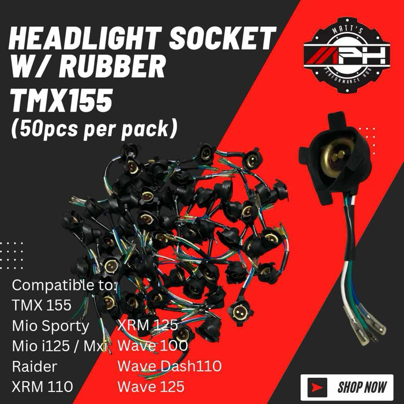 Headlight Socket w/ Rubber TMX155 (per pack = 50pcs) | Shopee Philippines