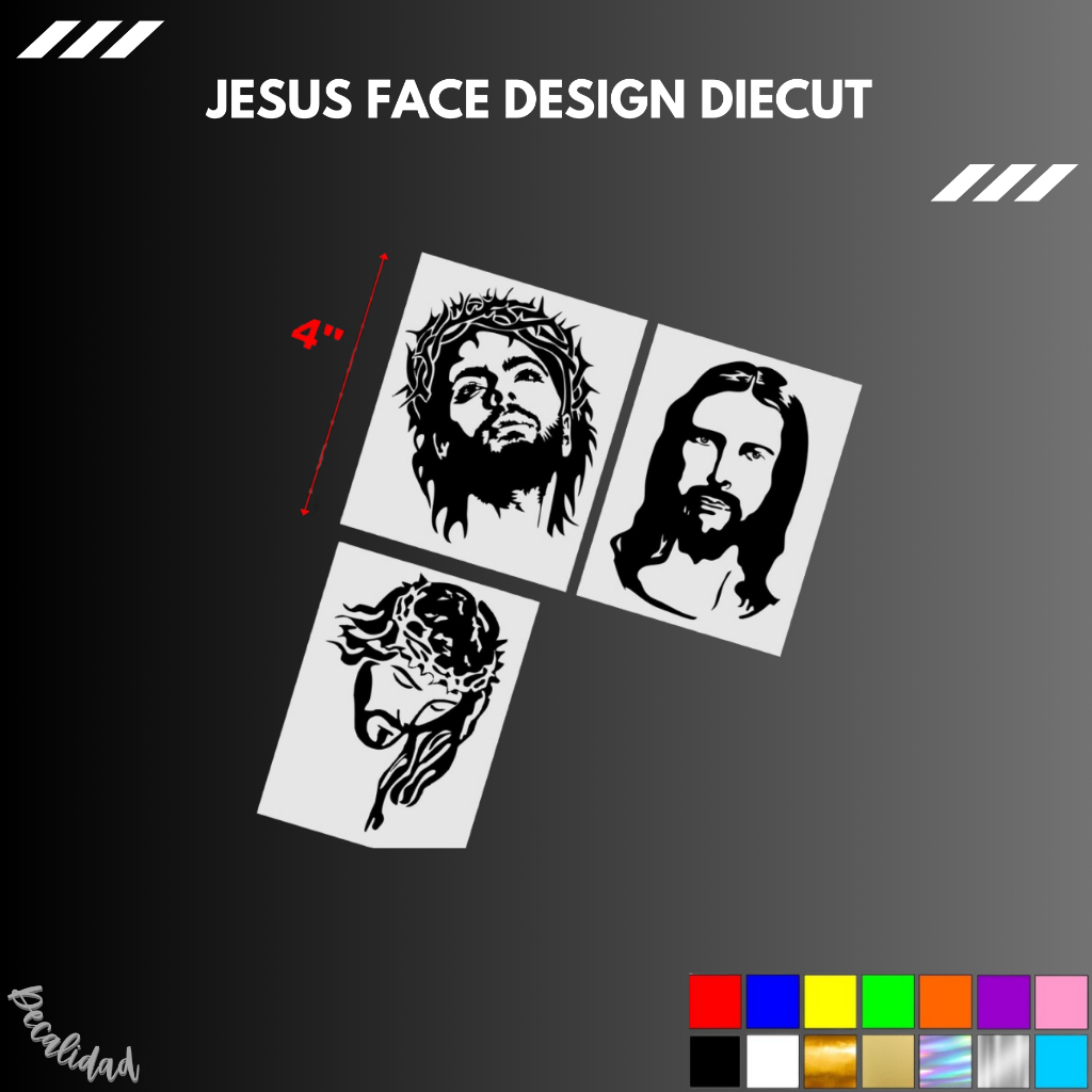 jesus face design diecut machine cut sticker 4inches long waterproof ...