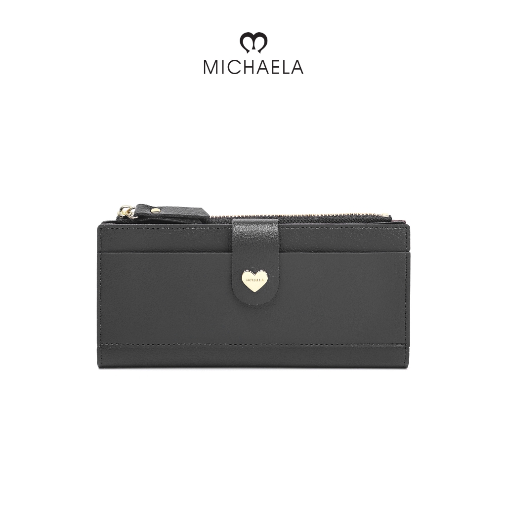 MICHAELA Heart Snap Long Wallet with Zip Phone Pocket 12 Card Holders ...