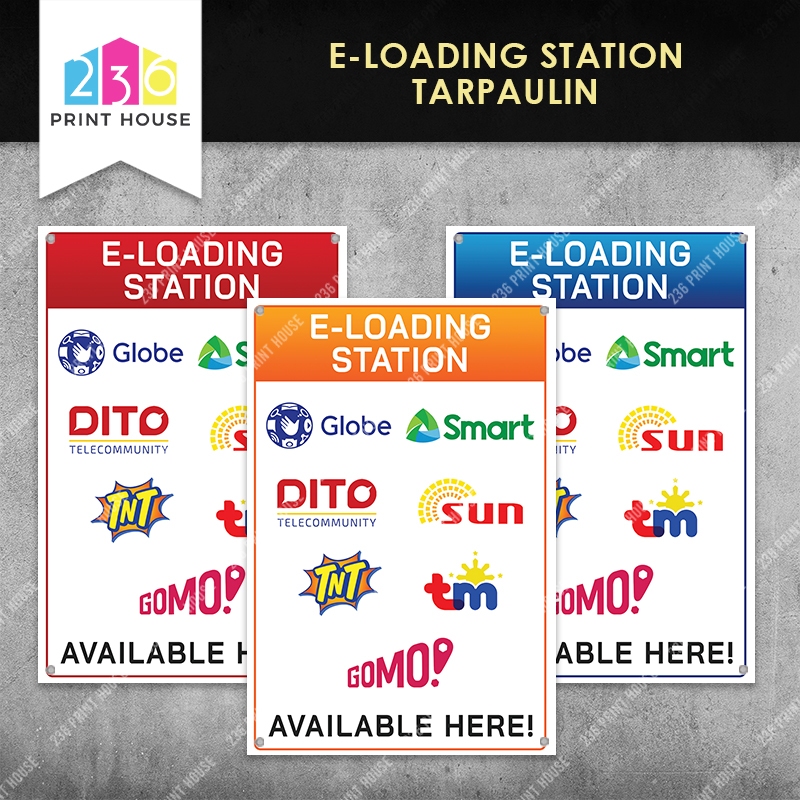 PORTRAIT E-LOADING STATION Tarpaulin Banner • FREE Eyelets • E-Loading ...