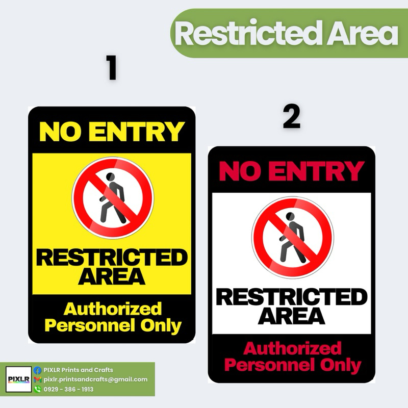NO ENTRY RESTRICTED AREA Signage (A5 Size) | Shopee Philippines