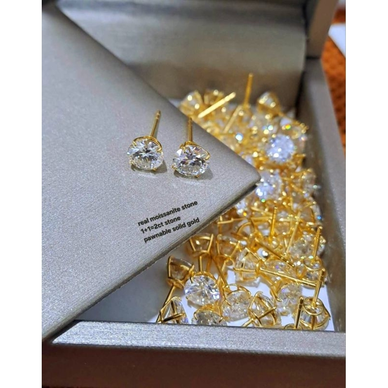 pawnable 18karat au750 yellow gold solid gold with diamond moissanite ...