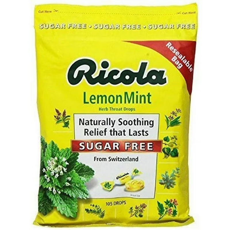Ricola Lemon Mint No Sugar Added Throat 105Drops (EXPIRED 3/27/2027 ...