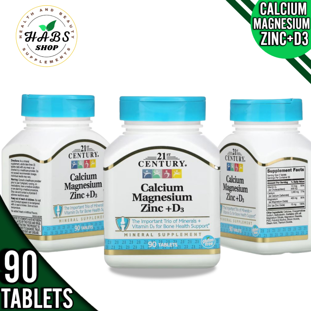 21st Century, Calcium Magnesium Zinc + D3, 90 Tablets | Shopee Philippines