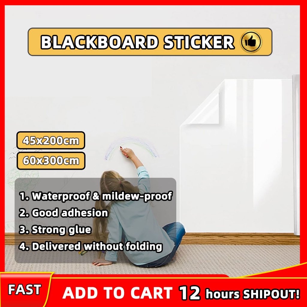 Office Wall White Board Chalk Board Kids Drawing Erasable Self Adhesive ...