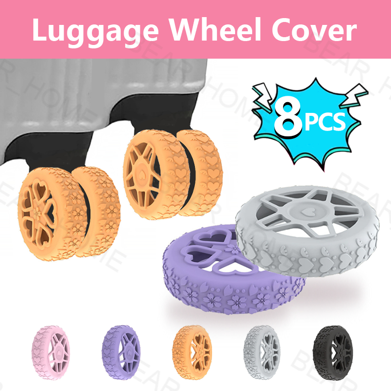 8PCS Luggage Wheel Cover /Luggage Caster Silicone Reduce Noise Full ...
