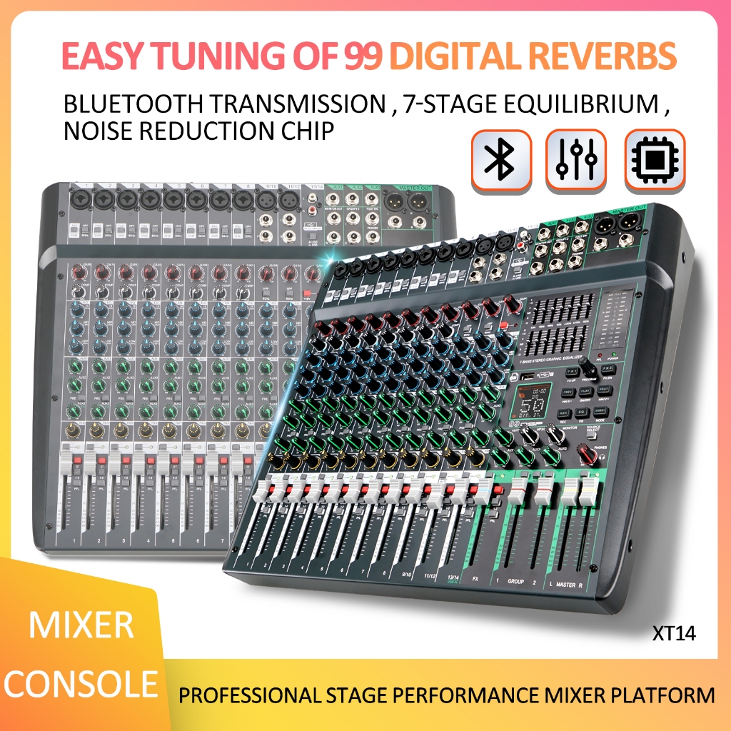 Professional Mixer 14-channel GROUP1-2 effect 99 DSP With equalization ...