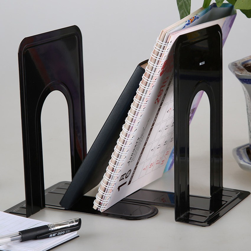 2 Pcs Metal Bookends Book End Stand Non-Skid Book Stand Sorted Book ...