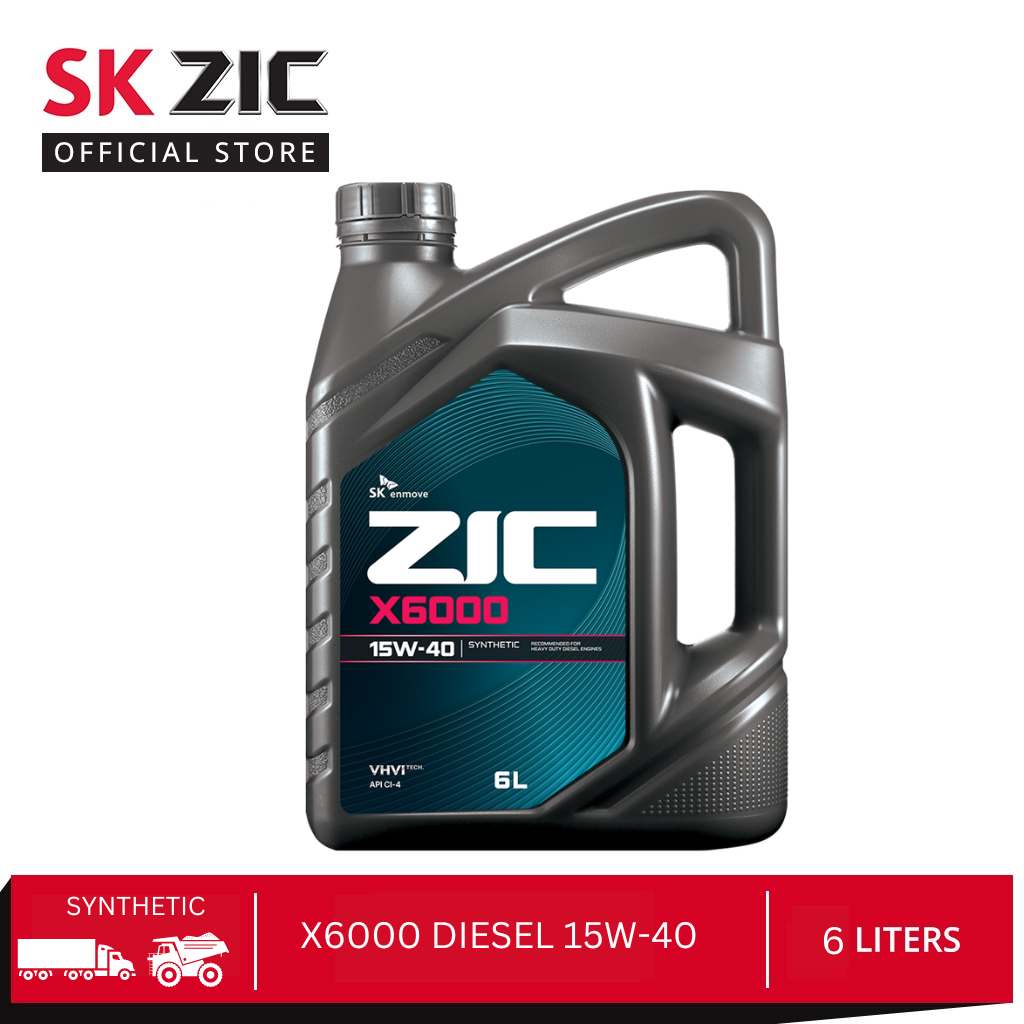 SK ZIC X6000 15W-40 6 Liters Synthetic Heavy Duty Diesel Engine Oil ...