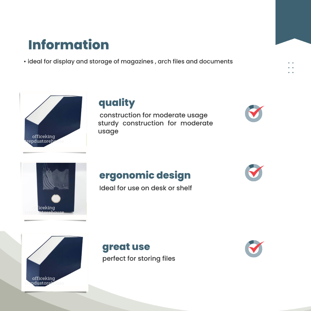 Magazine box file holder horizontal legal navy blue (single) 2 pcs ...