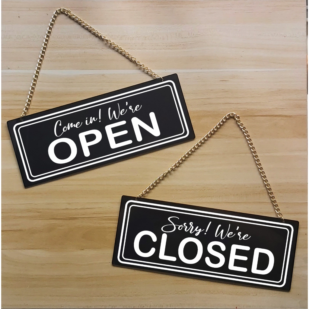 Acrylic Business Open Closed Signage 2 Sided Open Closed Hanging Sign ...