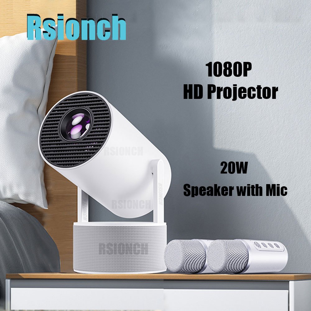 Rsionch Projector with Wireless Microphone Home Theater Karaoke 30W ...