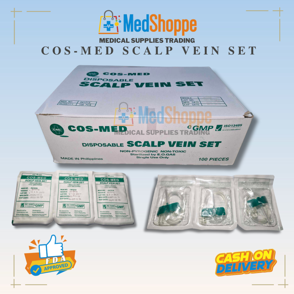 SCALP VEIN SET/BUTTERFLY NEEDLE G21 x 3/4" COS-MED (100'S/BOX) | Shopee ...