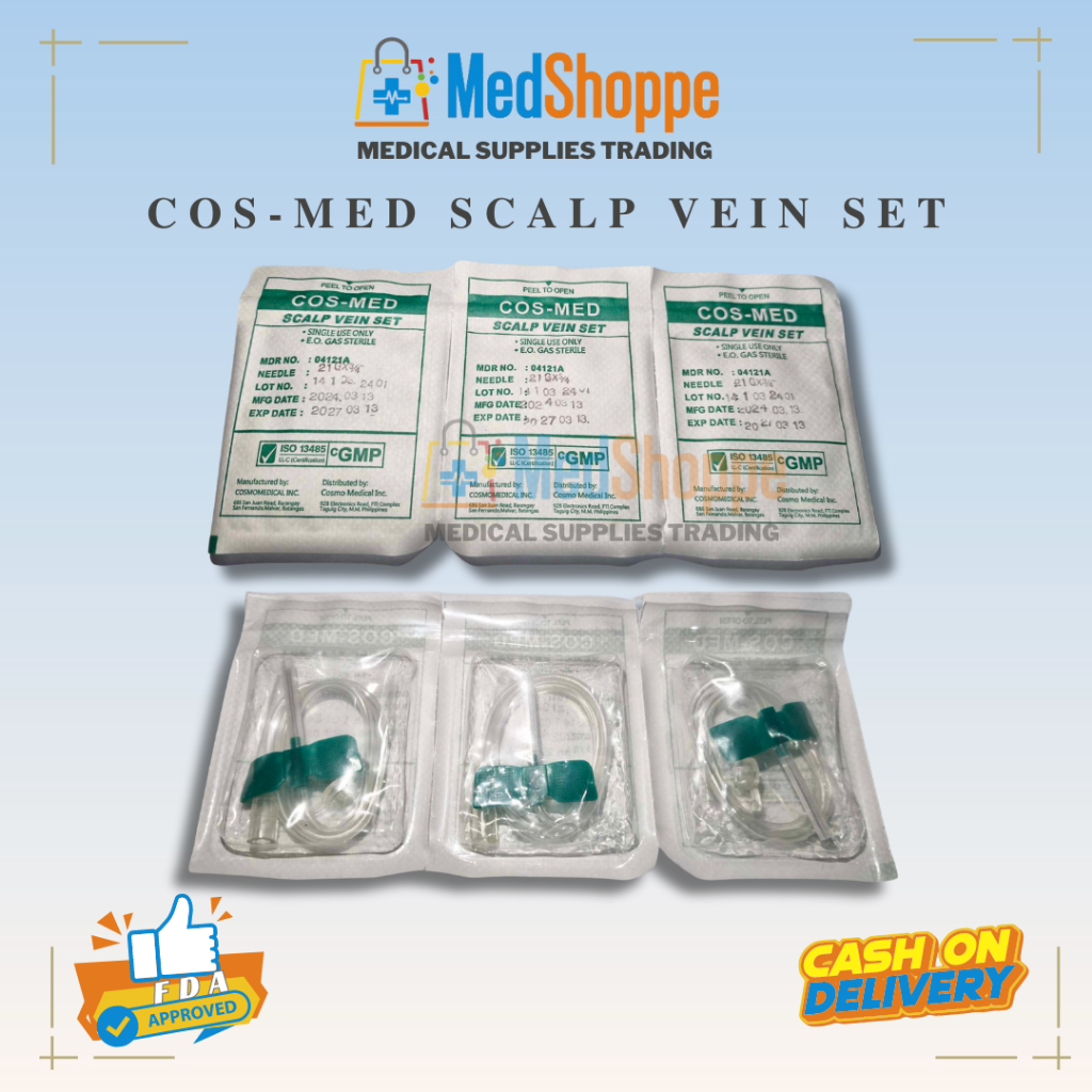 SCALP VEIN SET/BUTTERFLY NEEDLE G21 & G25 x 3/4" COS-MED (SOLD PER ...
