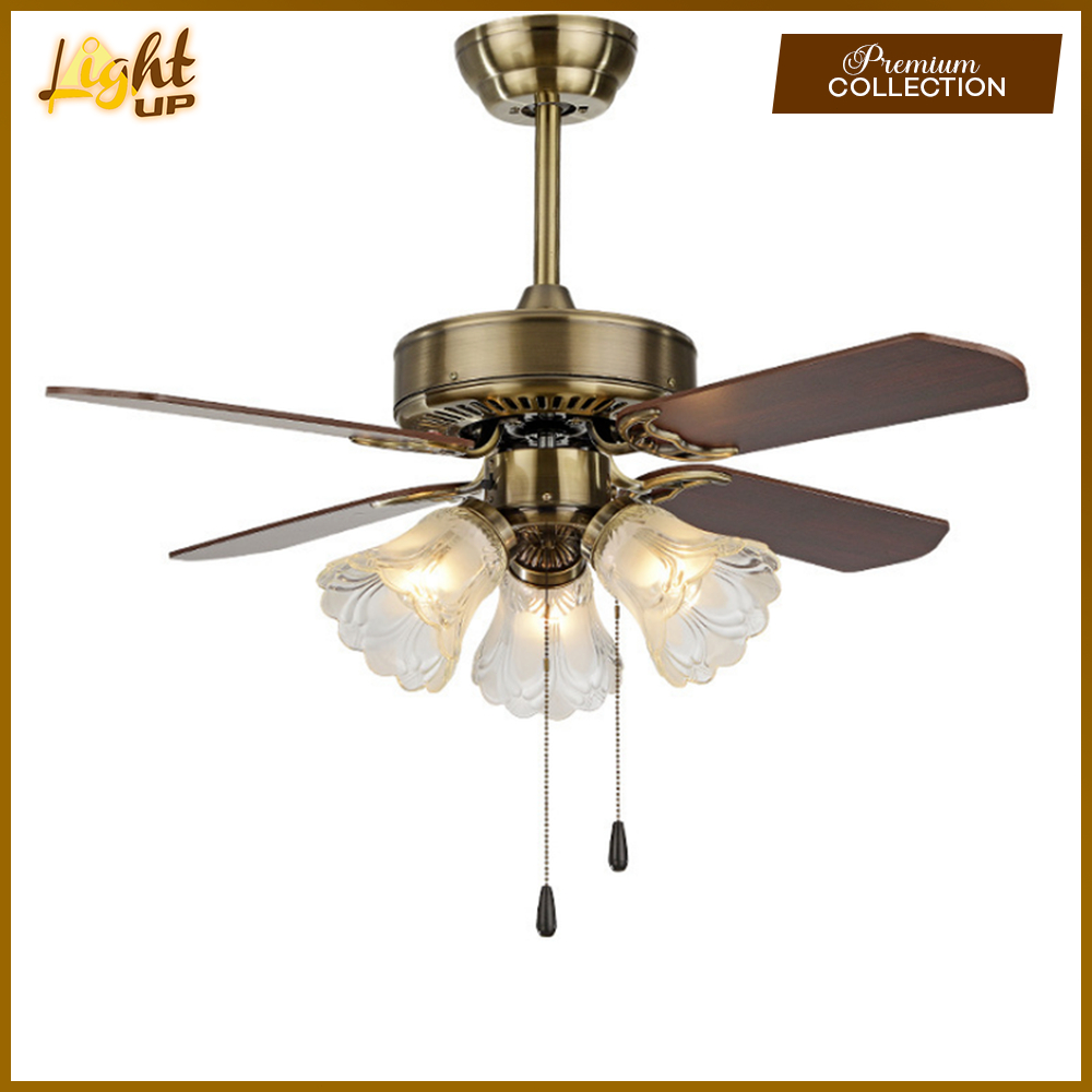 LIGHT UP Windhaven Ceiling Fan without Remote | Gold Chandelier Fan ...