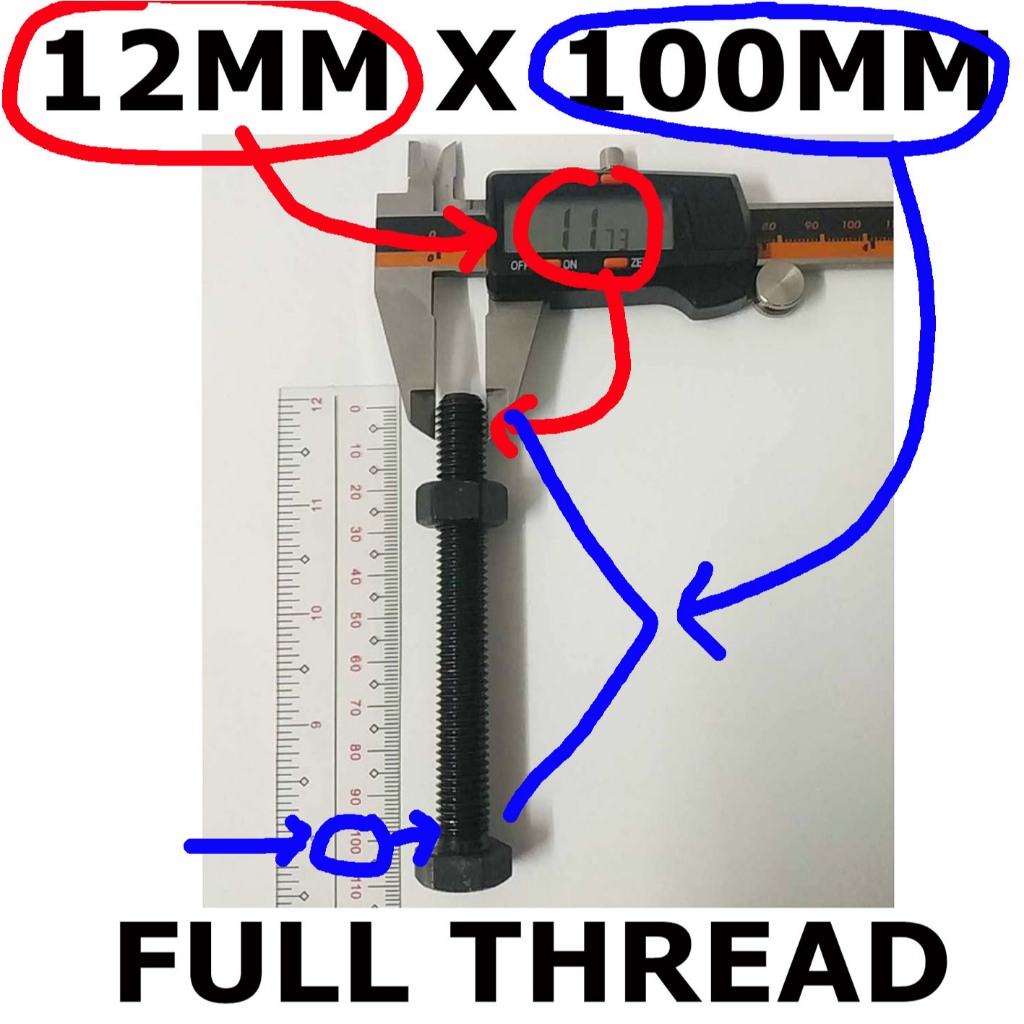 HT BOLT 12MM X 100MM WITH 1 PIECE NUT HI TENSILE ...