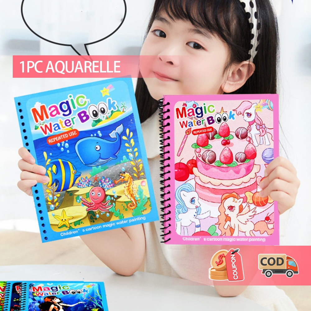 HB reusable magic water book magic coloring book for drawing Kids Toys ...